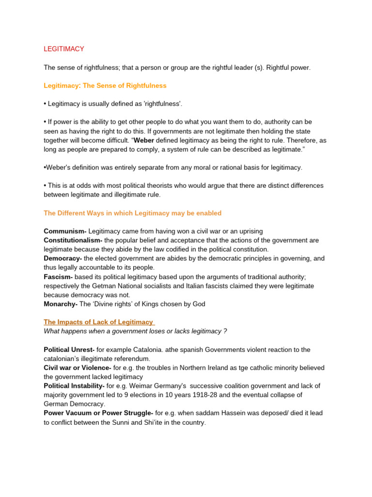 LEGITIMACY | PDF | Legitimacy (Political) | Fascism