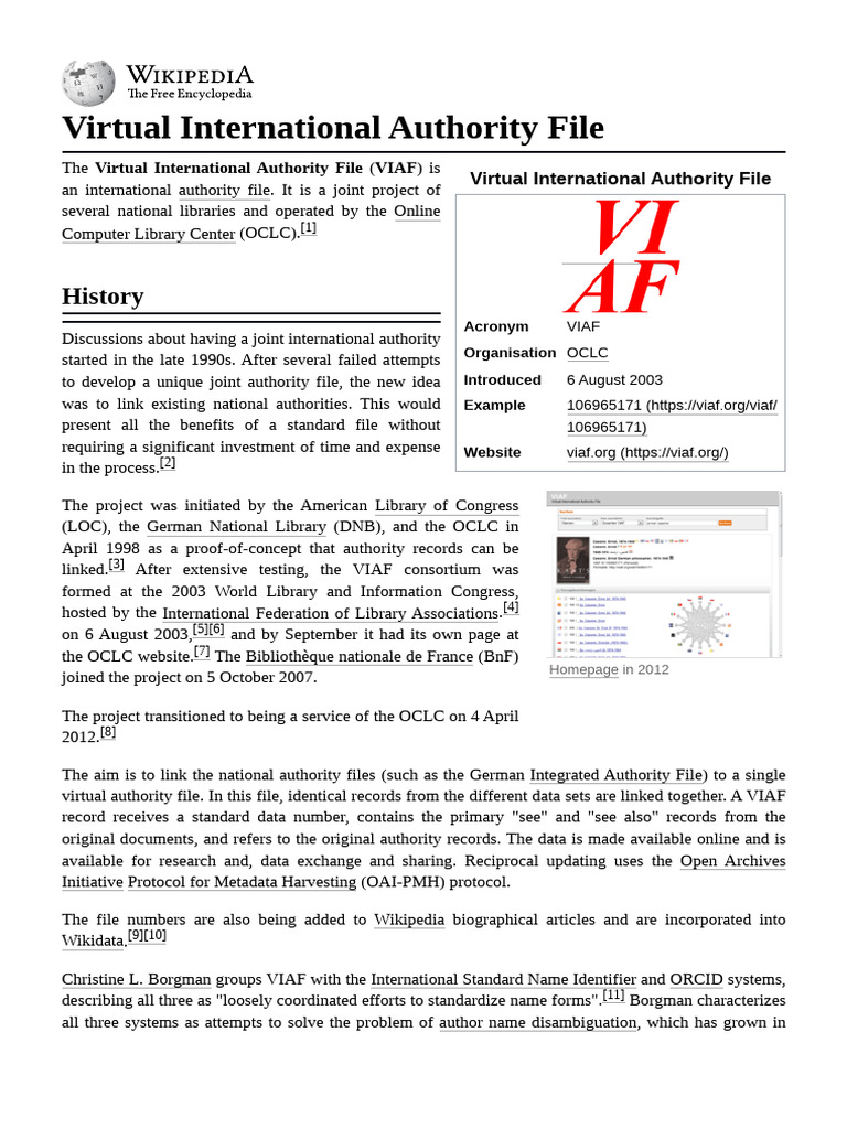 Virtual International Authority File | PDF | Metadata | Information Science