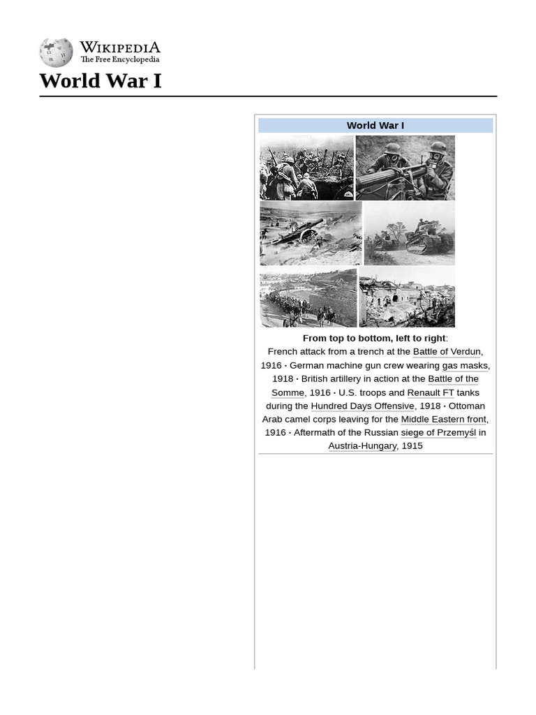 Overview of World War I Events | PDF | World War I | Austria Hungary