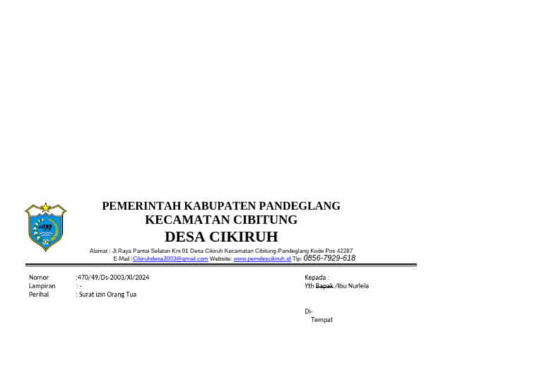 Kop Amplop Surat Pemerintah Desa 2024 | PDF