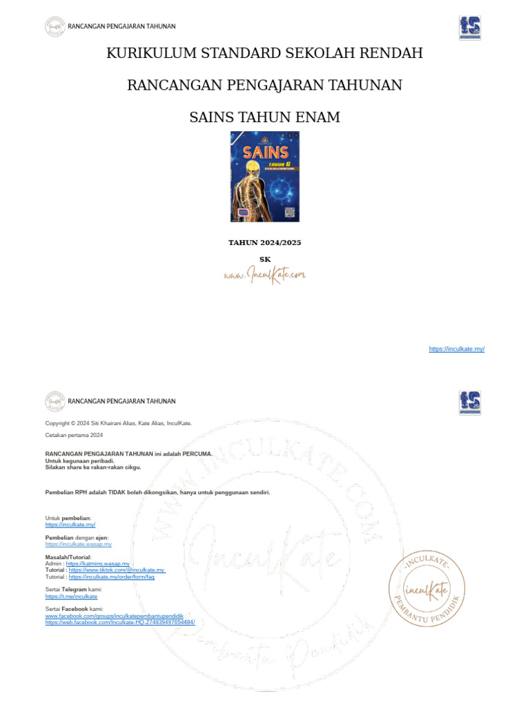 RPT Sains T6 2024-2025 [inculkate.my] | PDF