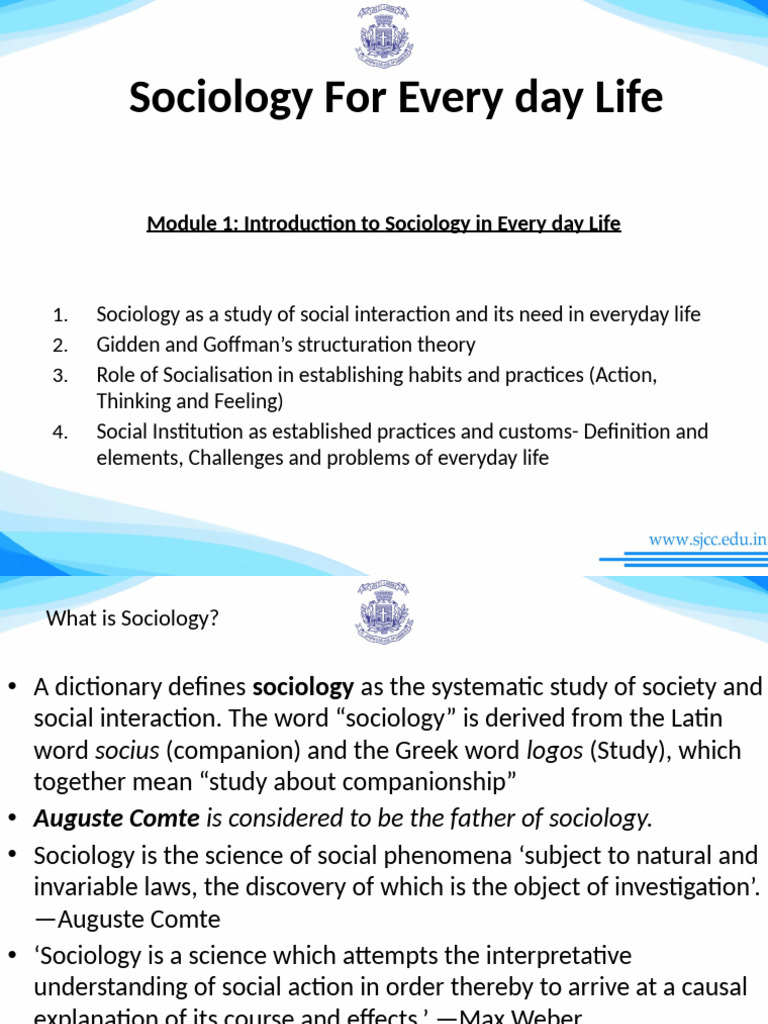 Introduction of Sociology in Everyday Life | PDF | Socialization ...