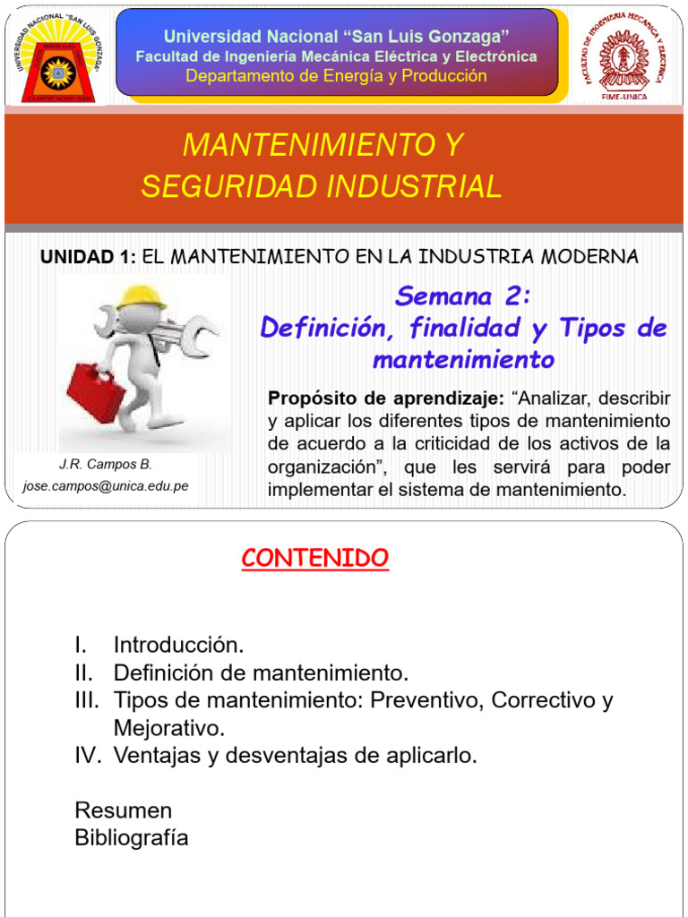 Clase Sesion 2 Definicion Finalidady Tiposde Mantenimiento | PDF | Infrarrojo | Ultrasonido