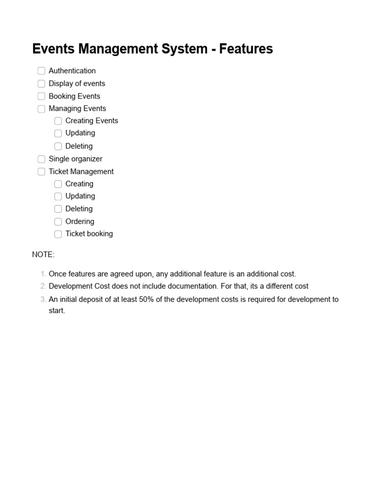 Events Management System - Features-1 | PDF