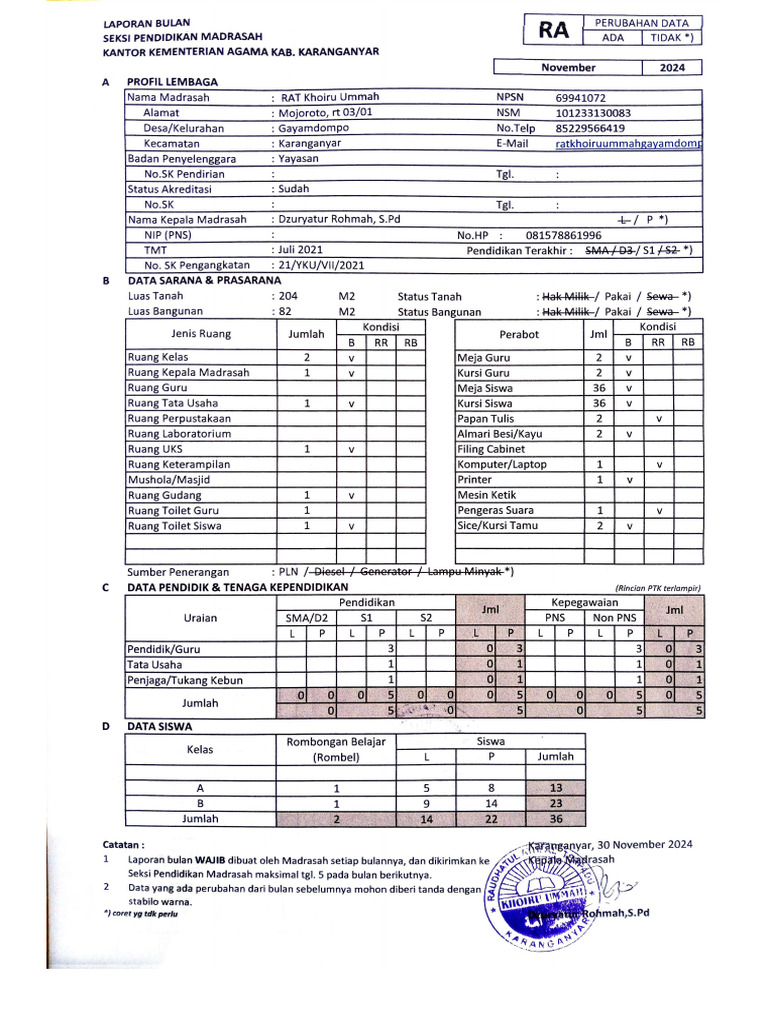 Laporan Bulan-November '24 | PDF