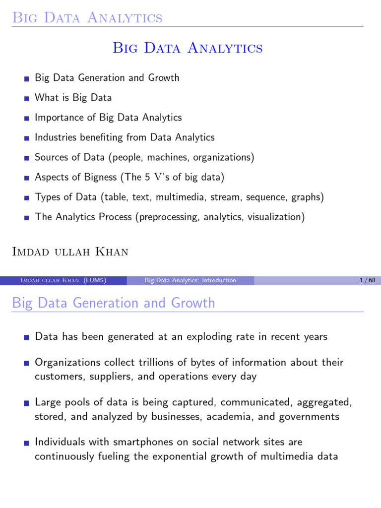 Lec 1 Introduction to Big Data Analytics | PDF | Data Analysis | Analytics Lec 1 Introduction to Big Data Analytics | PDF | Data Analysis | Analytics