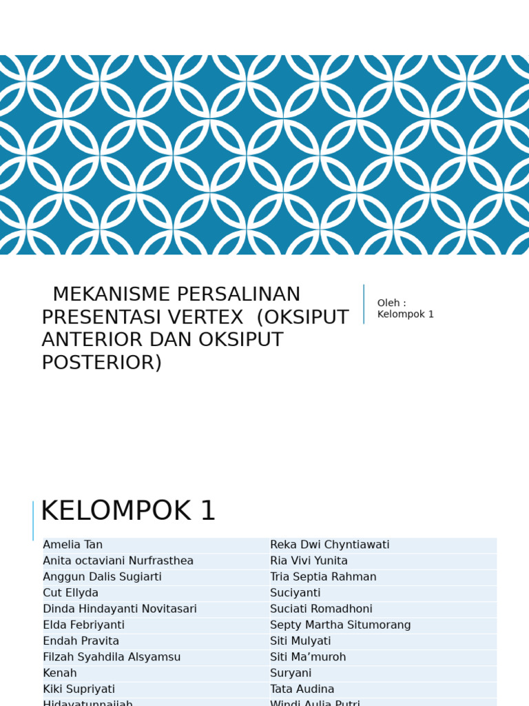 Mekanisme Persalinan Presentasi Vertex | PDF