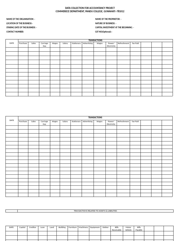 Data Collection for Accountancy Project | PDF