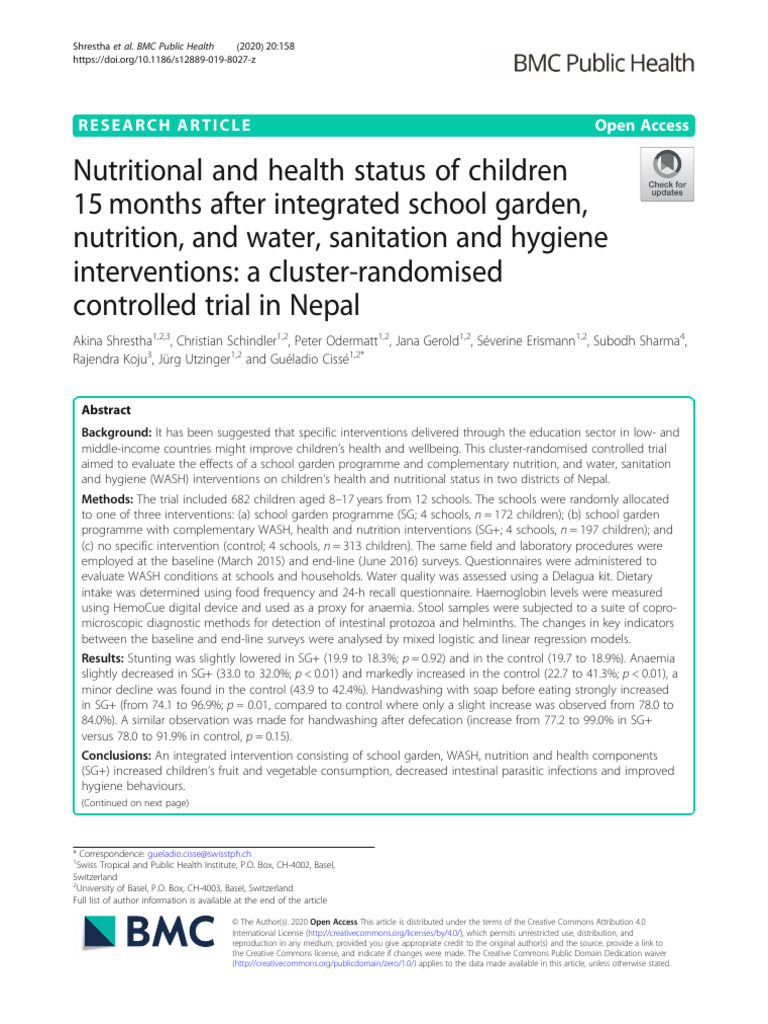 Nutritional and Health Status of Children | PDF | Wash