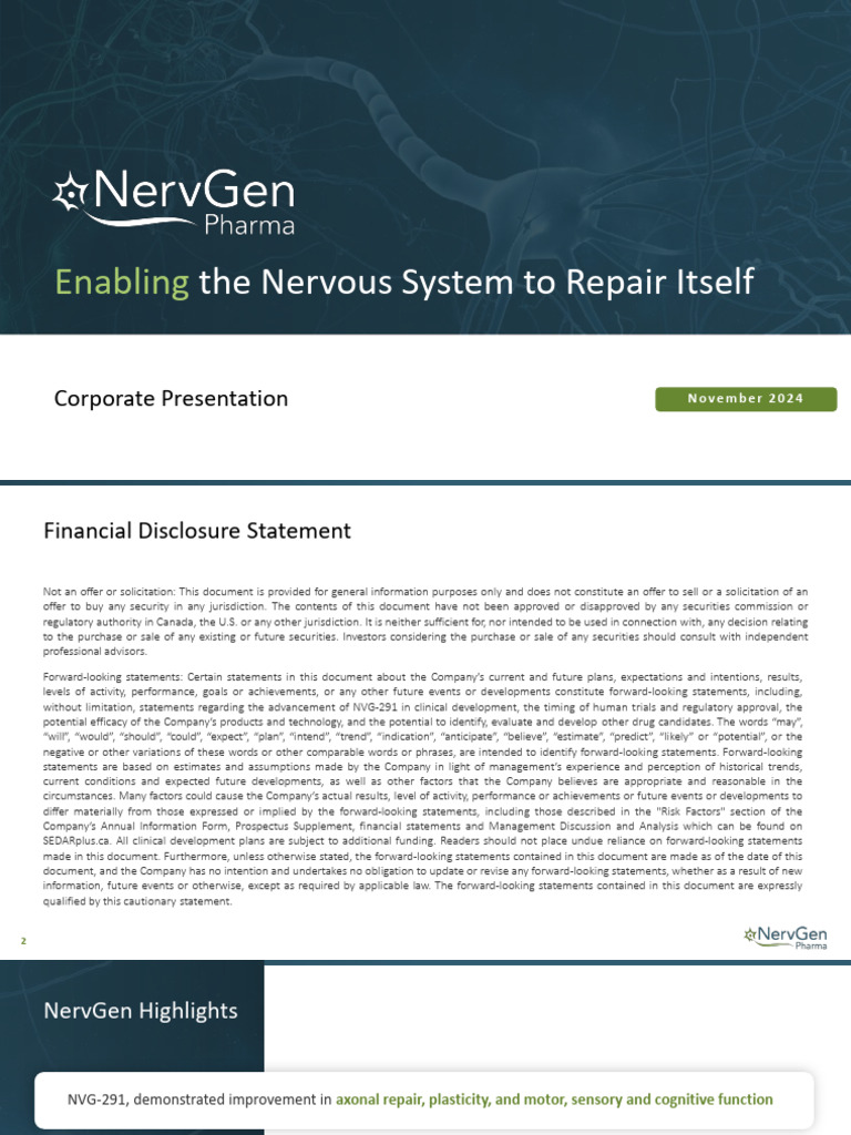 1 NervGen Presentation 20241120 Web | PDF | Nerve | Nervous System