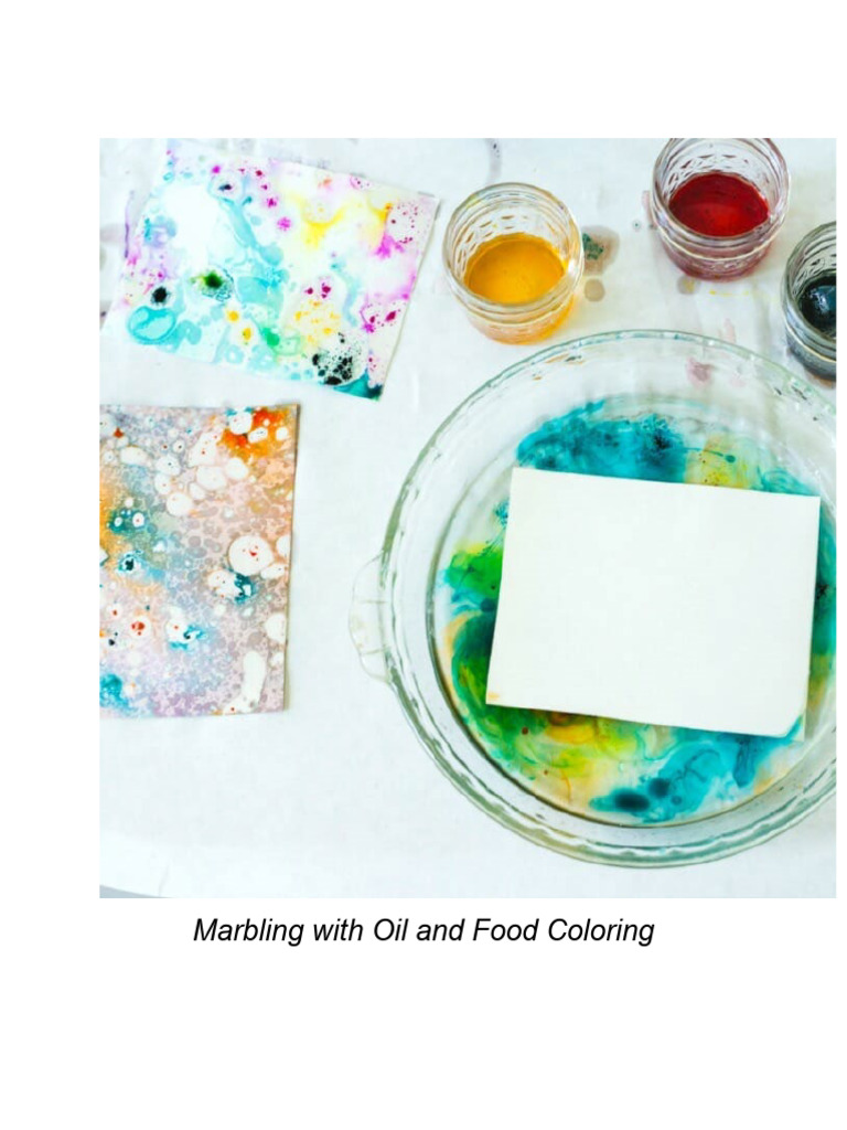 Marbling With Oil and Food Coloring | PDF | Spoon | Oil