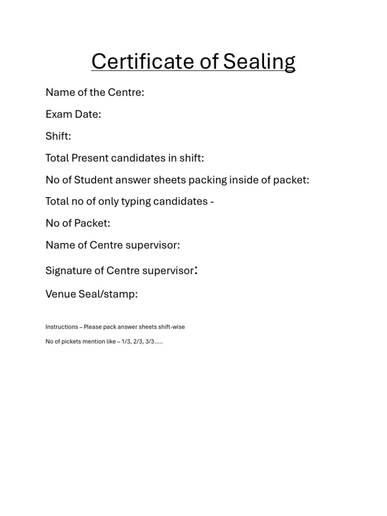 Certificate of Sealing | PDF