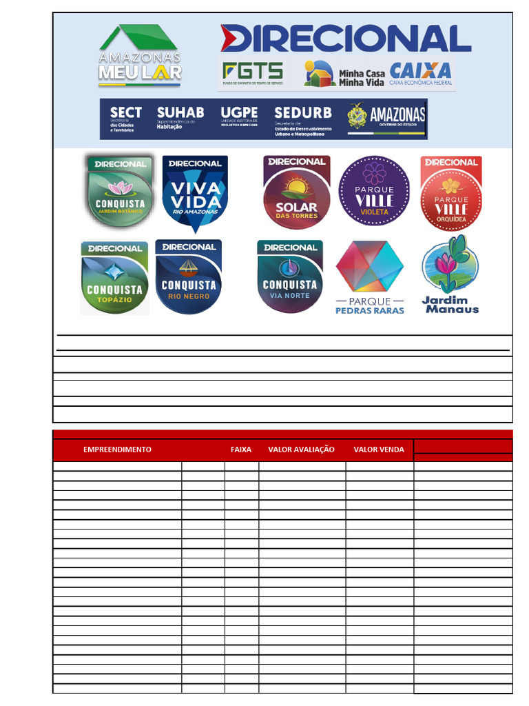 Tabelao Amazonas Meu Lar Amml - Direcional Am Novembro 24 - Q2V2 Amml | PDF