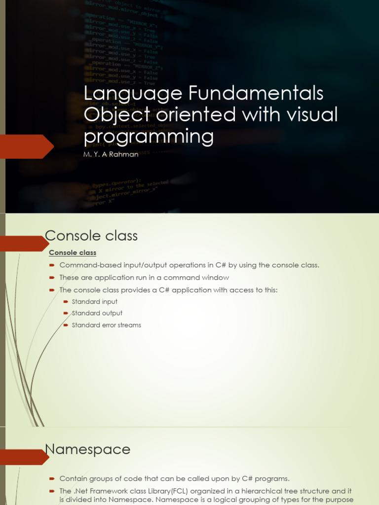 Lecture 02 Programming Fundamentals Pdf C Sharp Programming Language Information