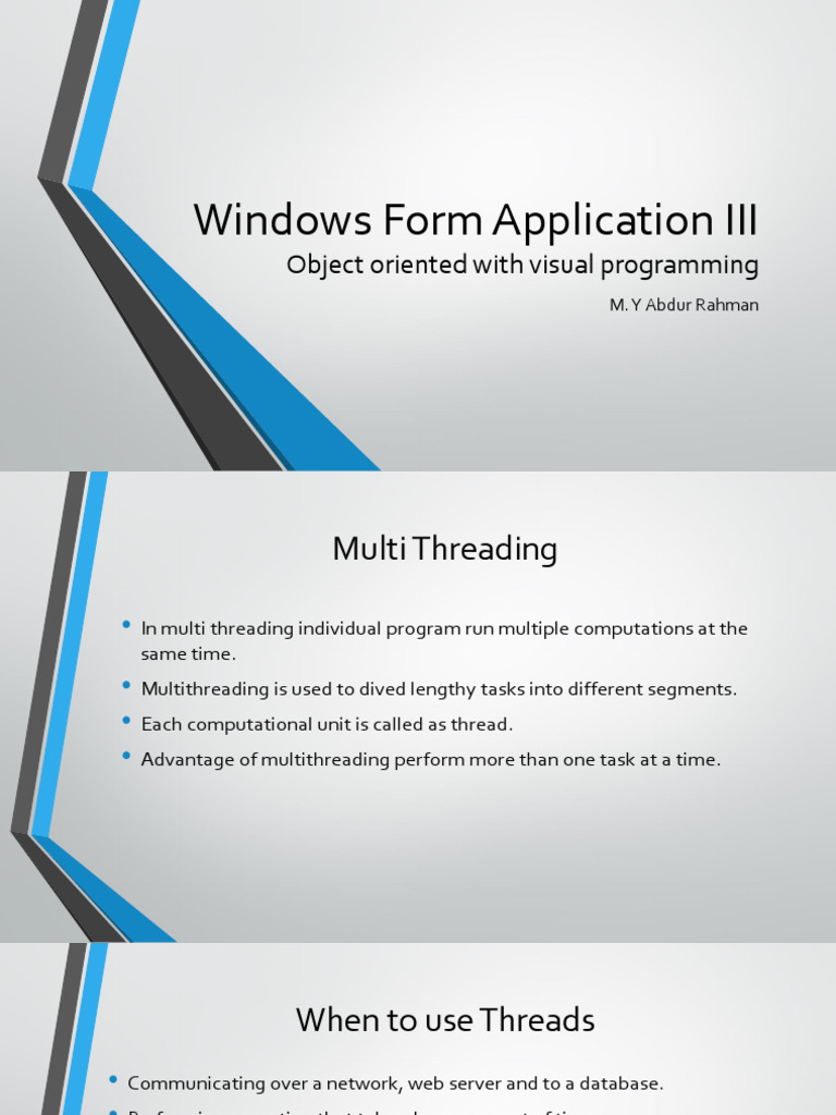 Lecture 9 Windowsform Application Pdf Databases Thread Computing