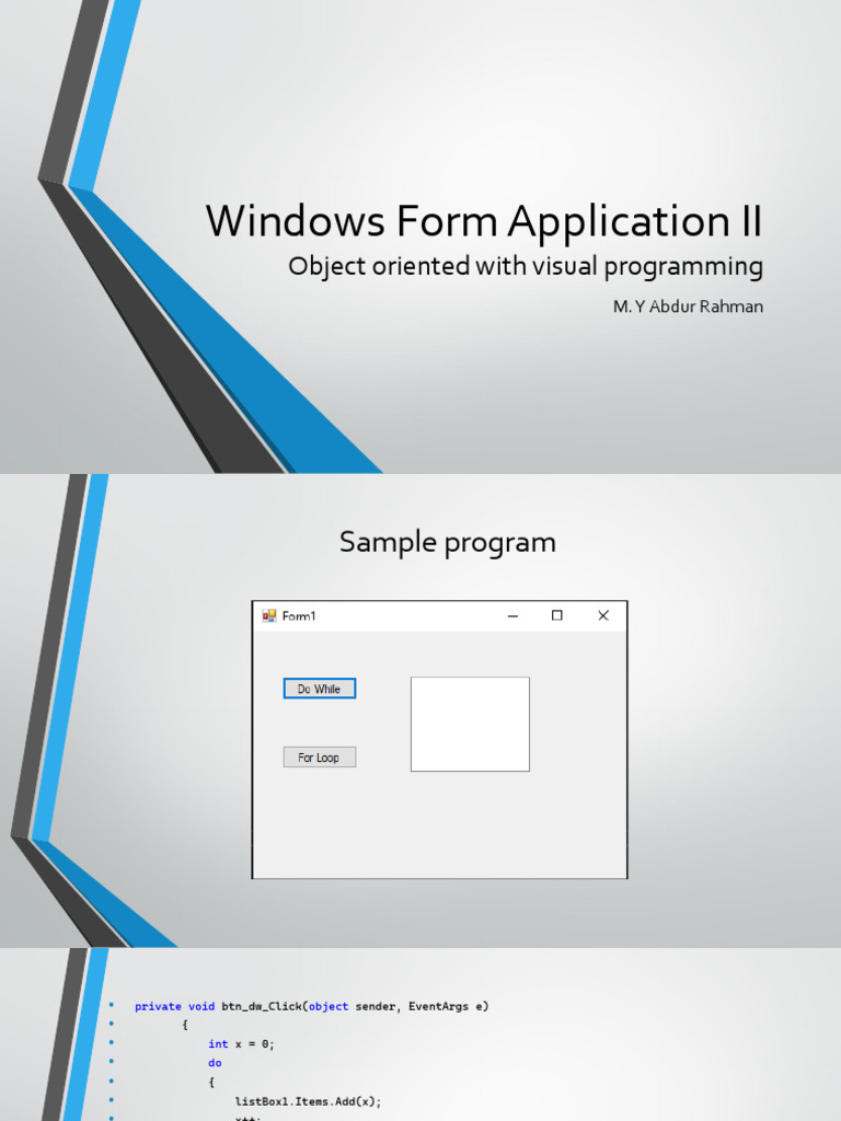 Lecture 08 - Windowsform Application | PDF | Computer Science | Computing