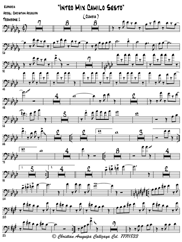 Euphoria-Intro Mix Camilo Sesto - Trombone 1 | PDF