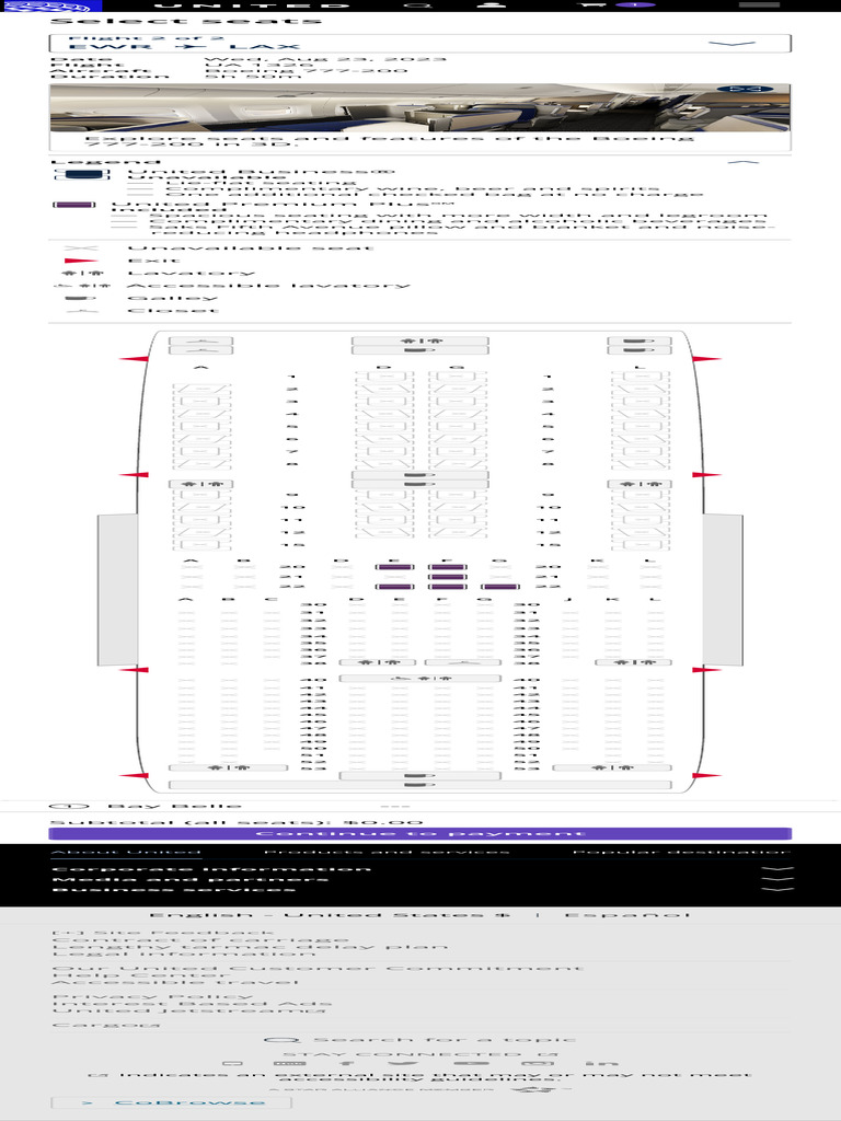 Flight Booking Seatmap United Airlines | PDF | United Airlines | Airlines