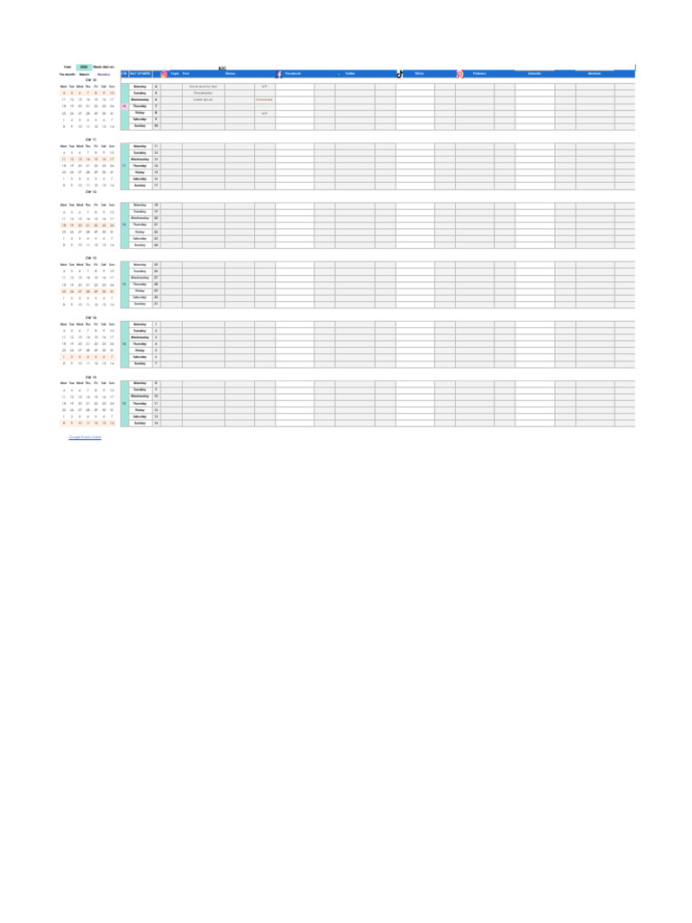Social Media Editorial Calendar 2024, 2025 & Beyond Template MONTHLY ...