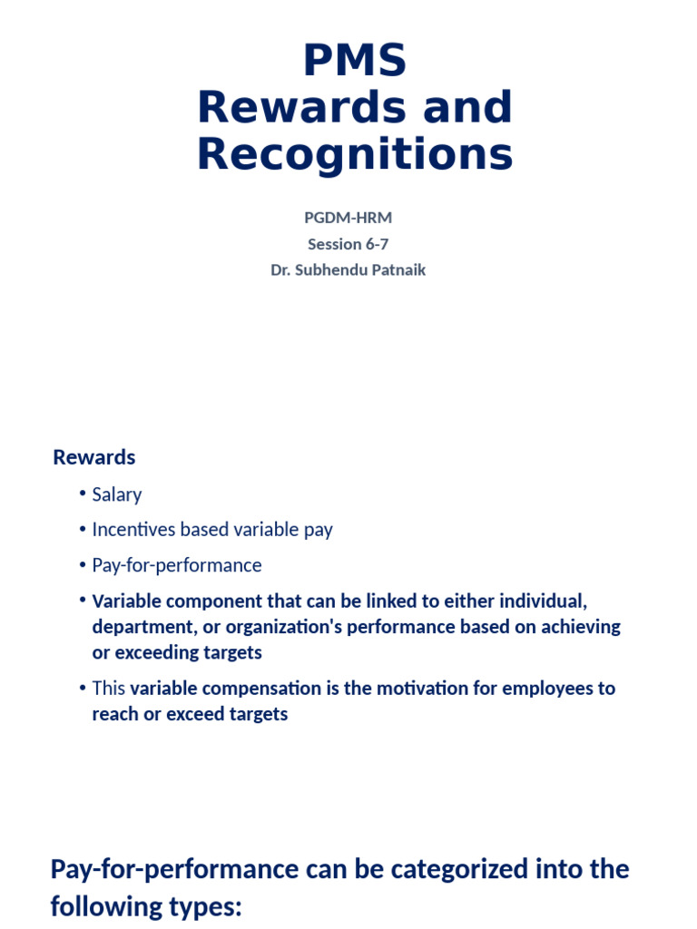 PGDM-HRM: Employee Rewards & Incentives | PDF | Incentive | Performance Appraisal