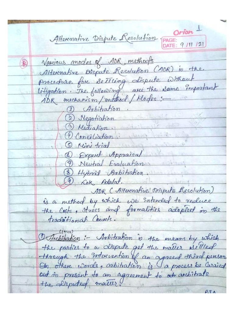 Adr Class Notes | PDF