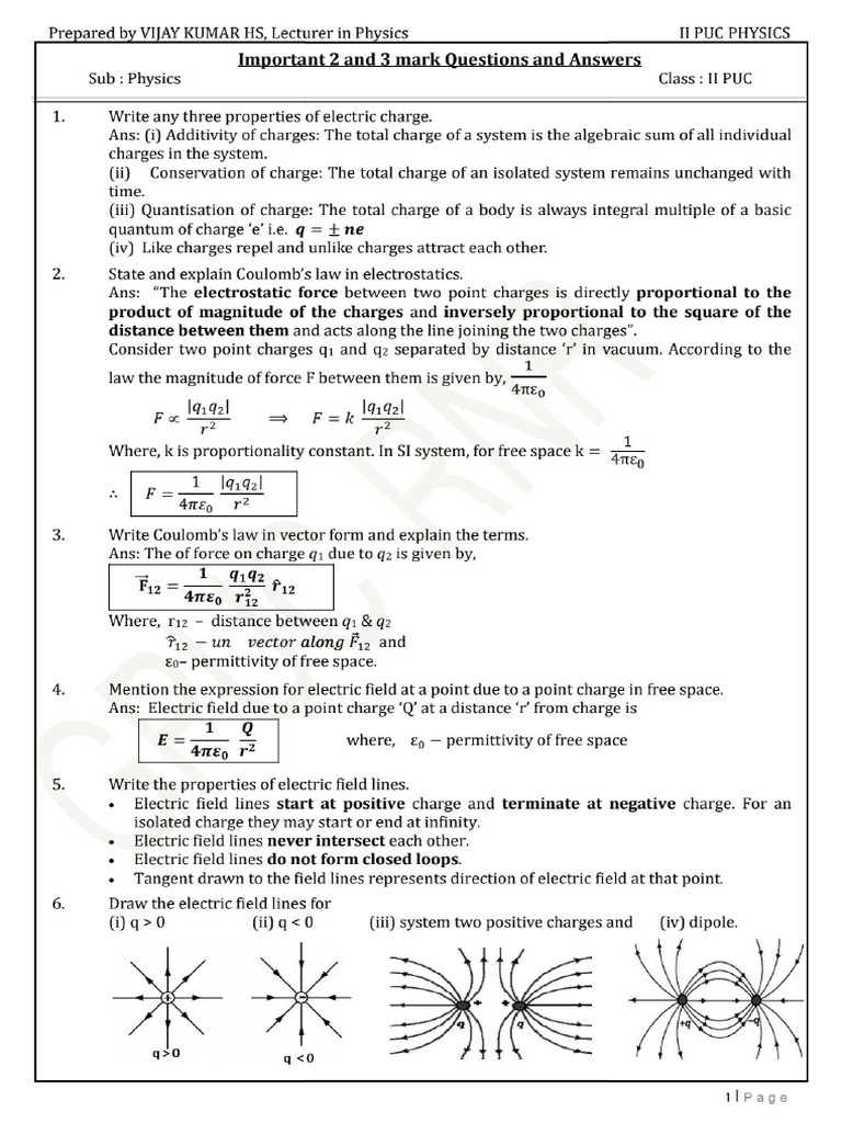 Impt 2 and 3 Marks Qs and Ans (II PU) | PDF