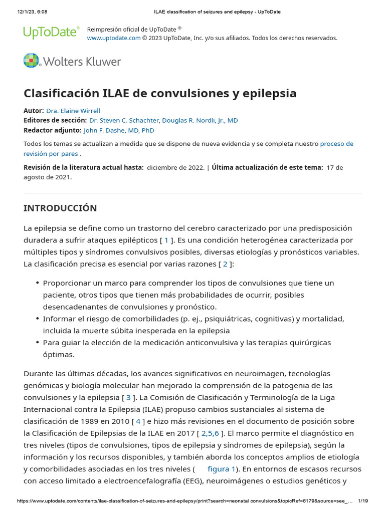 ILAE classification of seizures and epilepsy - UpToDate | PDF ...
