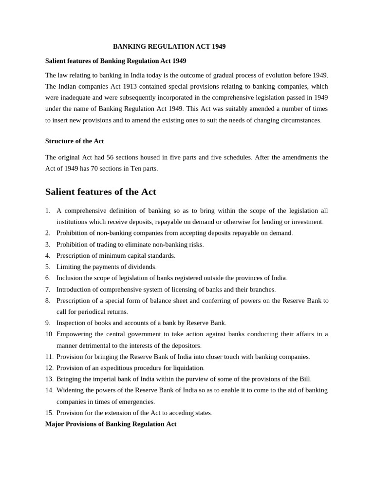 Overview of Banking Regulation Act 1949 | PDF | Banks | Expense
