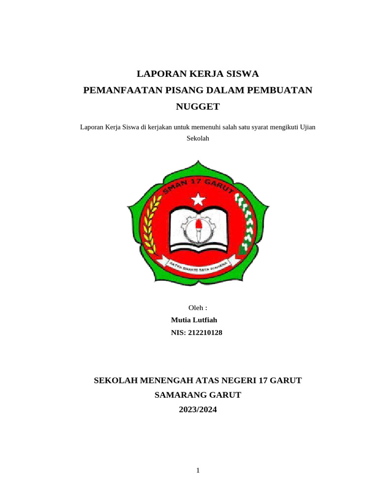 Laporan Kerja Siswa Muti | PDF
