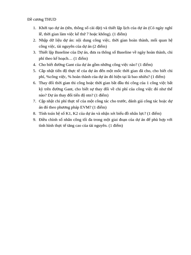 Đề cương THUD K22 | PDF