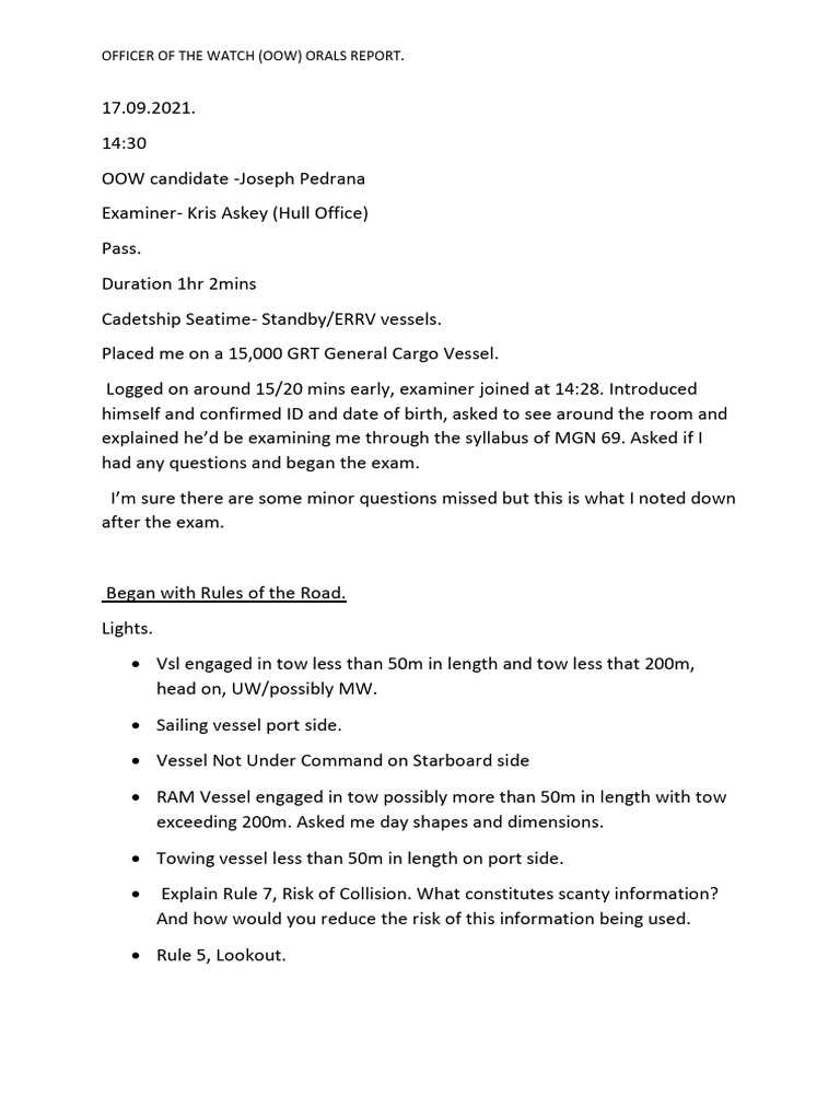 OOW (Unlimited) Orals Report - 2021-09 - Kris Askey - J.Pedrana - Hull ...