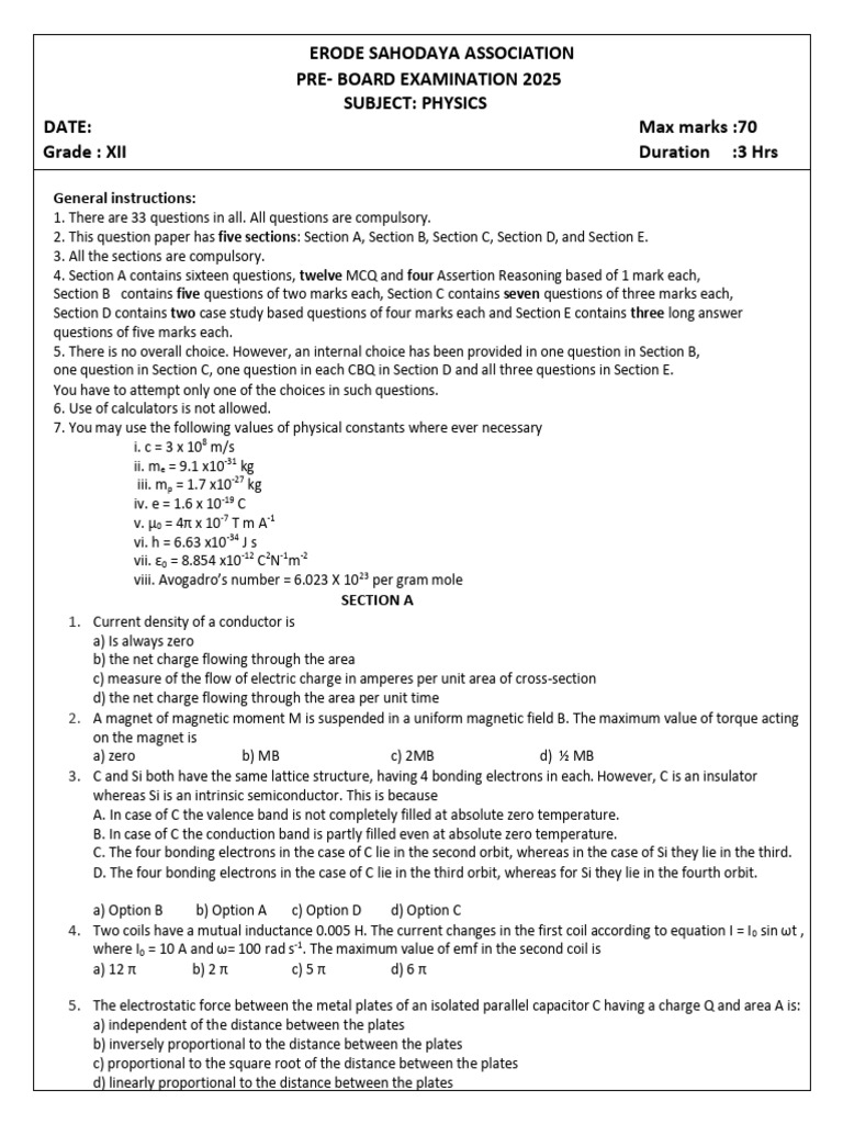 Physics Pre-Board Exam 2025 | PDF | Electromagnetic Radiation | Microwave