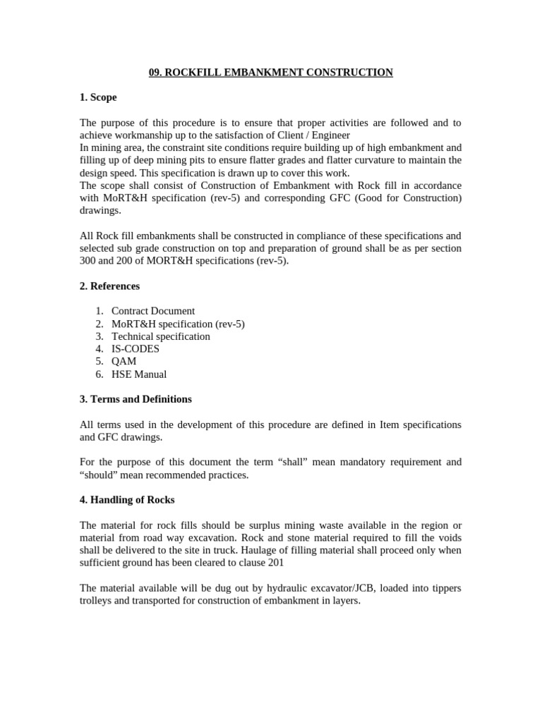 Rock Fill Embankment Methodology | PDF | Specification (Technical ...