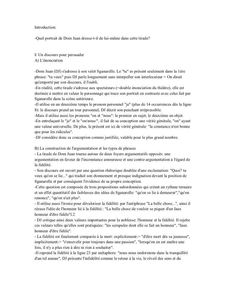 Don Juan La Tirade de L'inconstance | PDF | Séduction | Amour