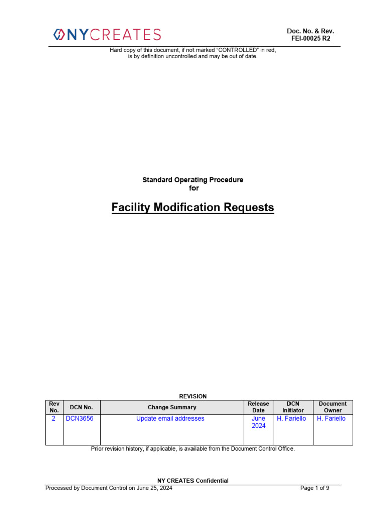 FEI-00025-R2-SOP-for-Facility-Modifications-Requests | PDF | Building ...
