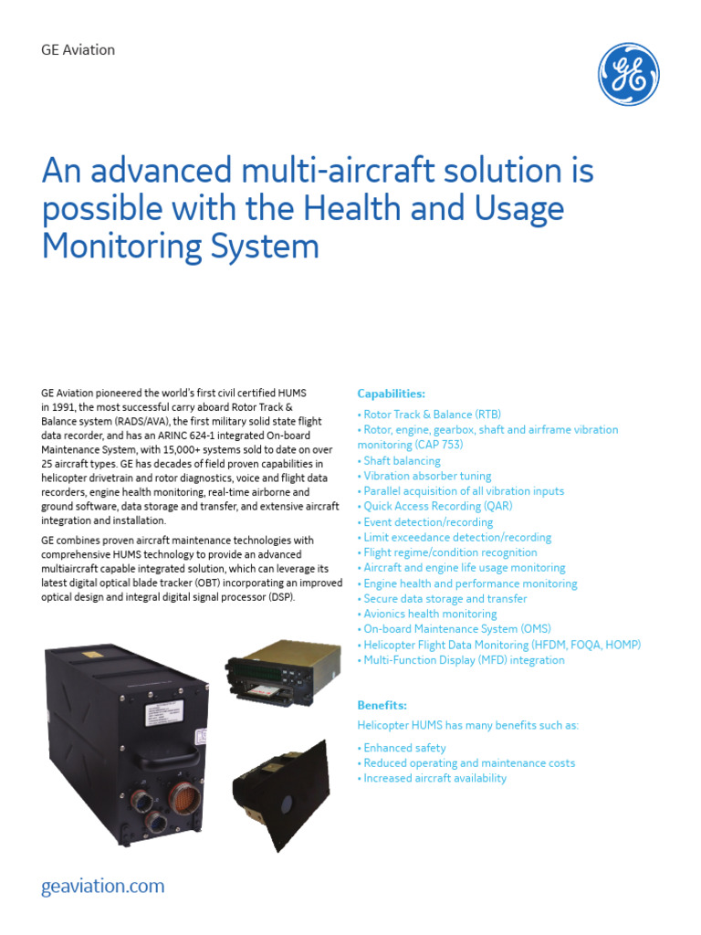 HUMS Data Sheet | PDF | Helicopter | Helicopter Rotor