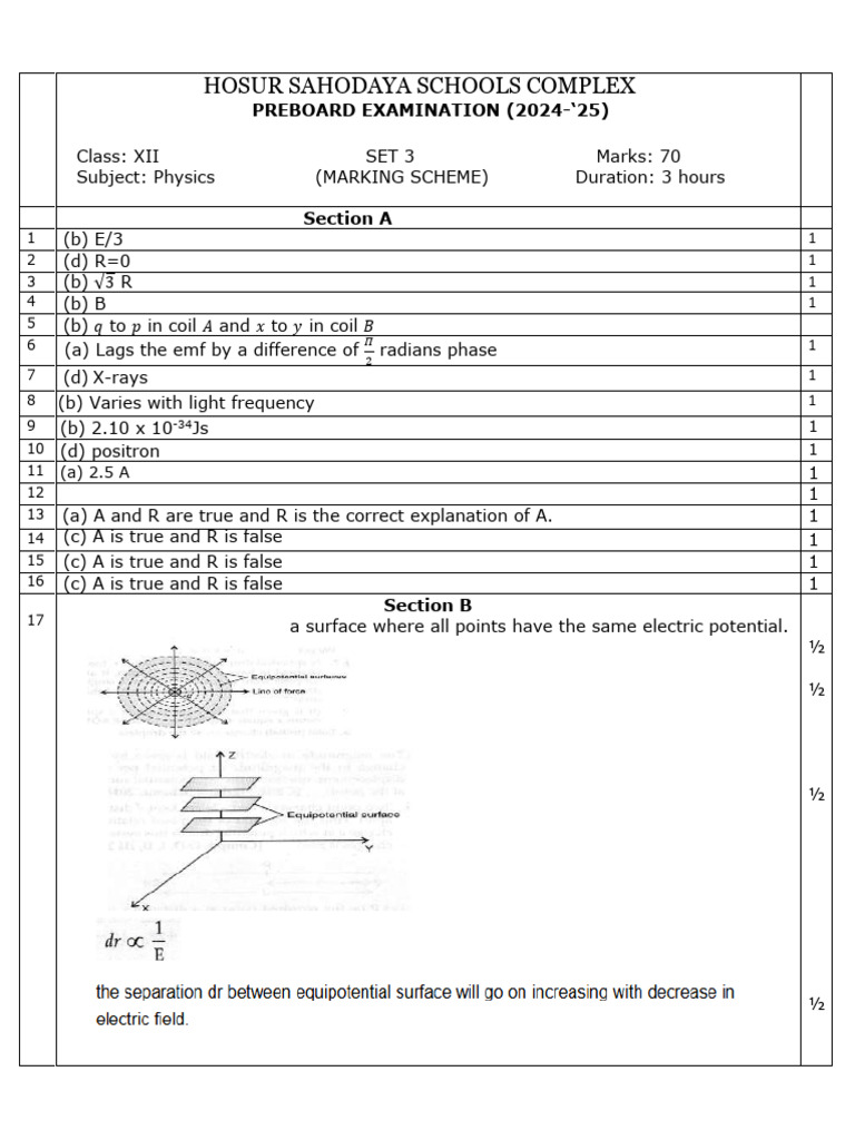 PHYSICS ANSWER KEY - SET 3 | PDF | Inductance | Diffraction