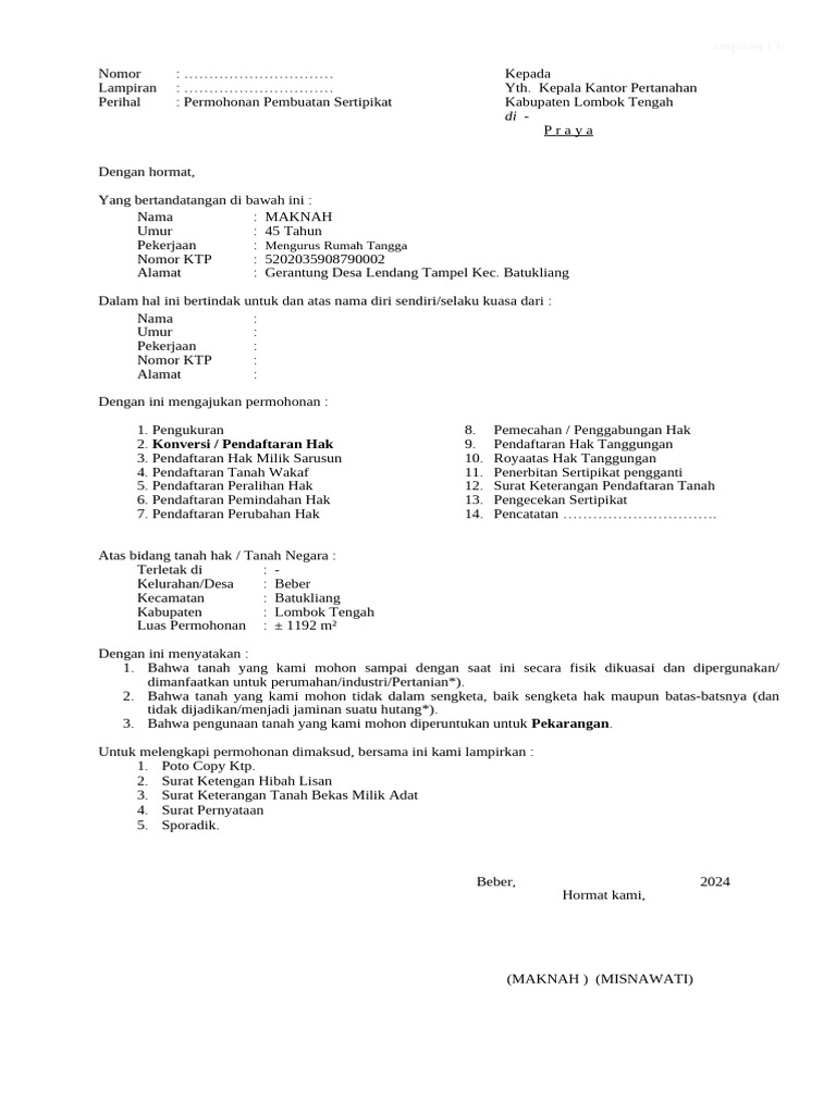 Blanko Permohonan | PDF