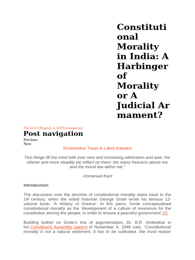 Constitutional Morality in India | PDF | Morality | Justice