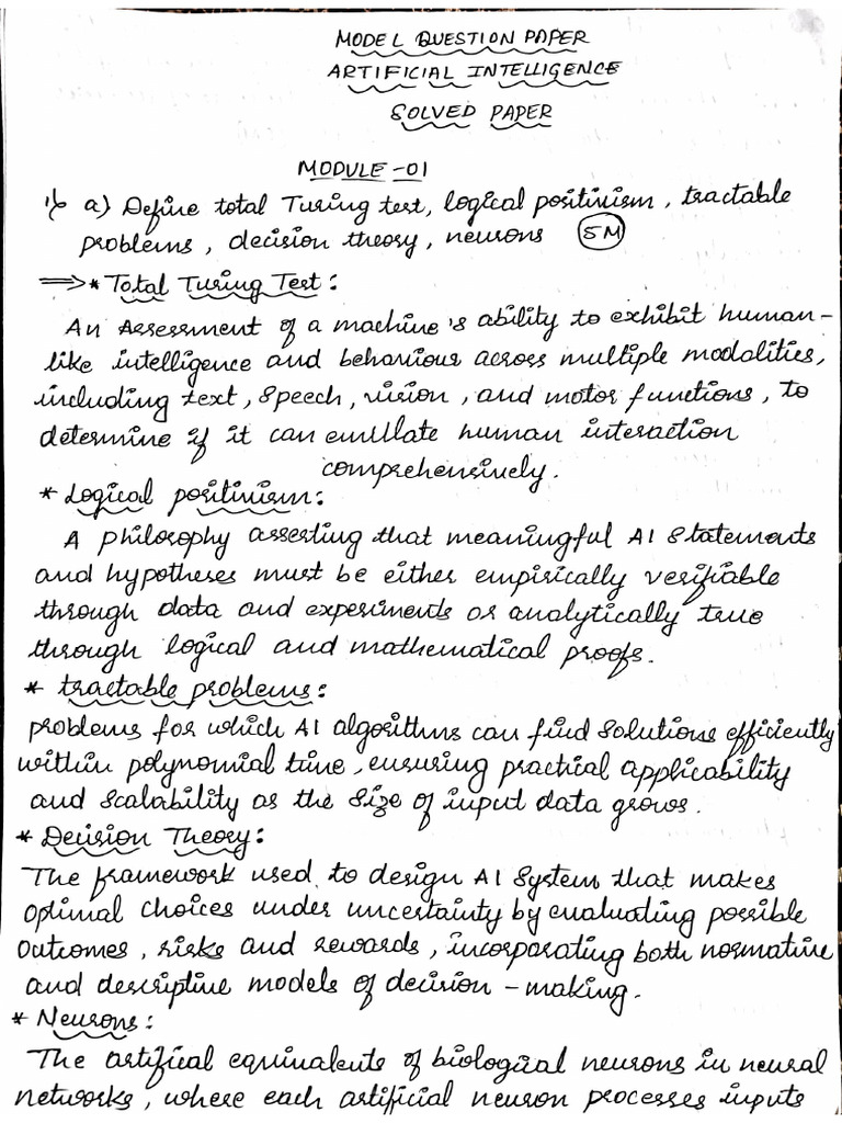 Ai Solved Model Question Paper-1 | PDF