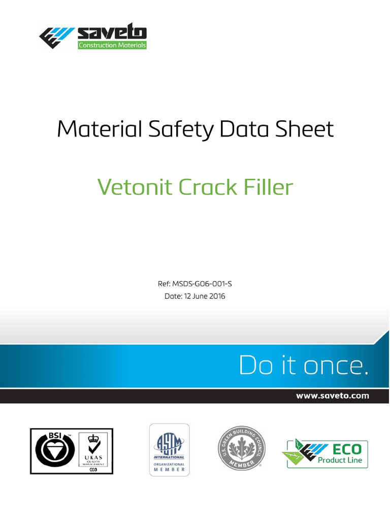 Saveto Vernit Crack Filler SDS | PDF