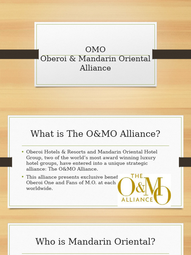 OMO Oberoi & Mandarin Oriental Alliance | PDF
