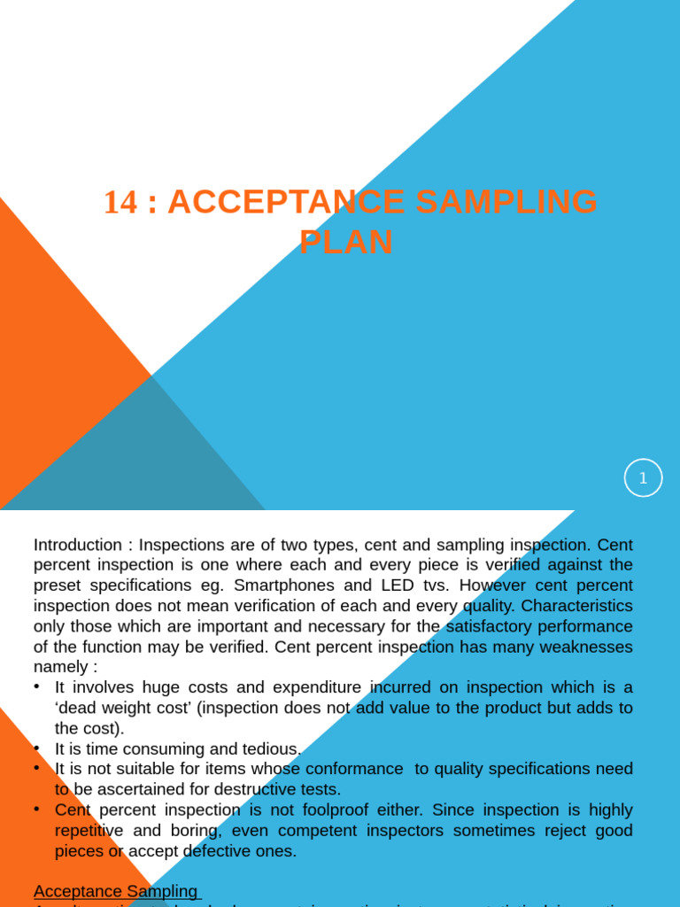 Chapter 14 - Acceptance Sampling Plan | PDF | Sampling (Statistics) | Scientific Method