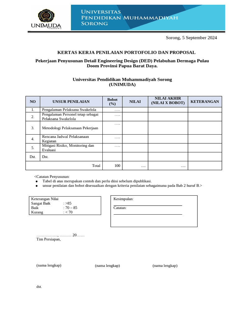 Kertas Kerja Evaluasi Portofolio | PDF