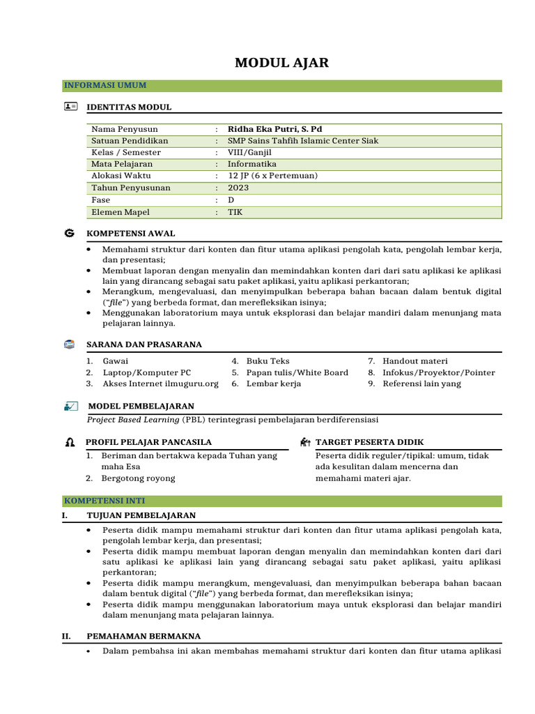 Modul Ajar Bab III | PDF