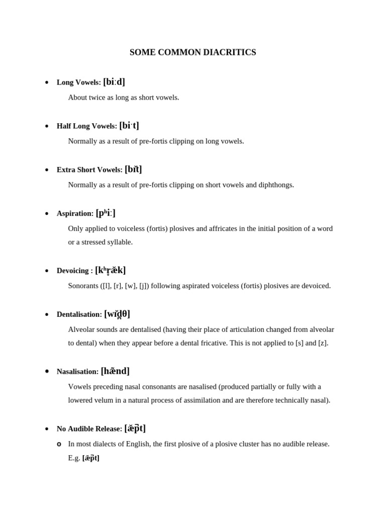 M4 - Some Common Diacritics | PDF
