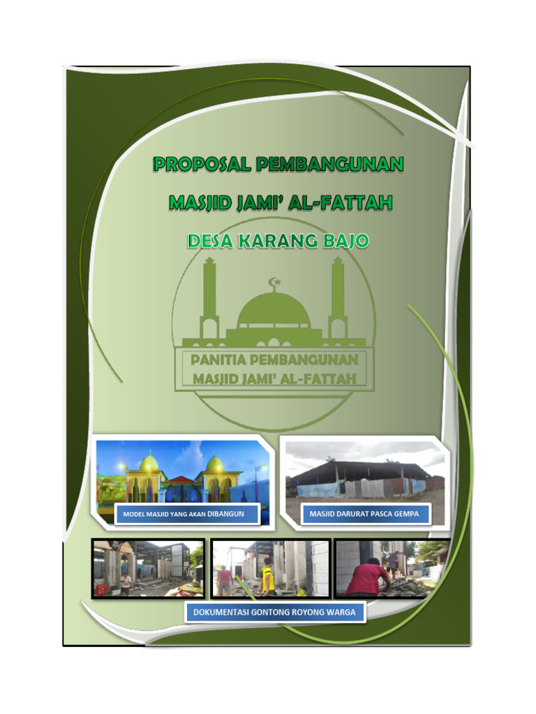 Proposal Pembangunan Masjid Jami Al-Fattah | PDF