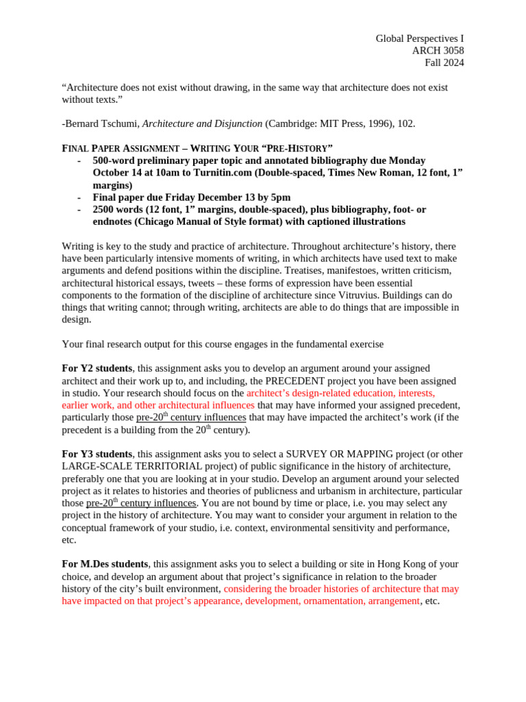 ARCH3058 Final Writing Assignment | PDF | Bibliography | Architect