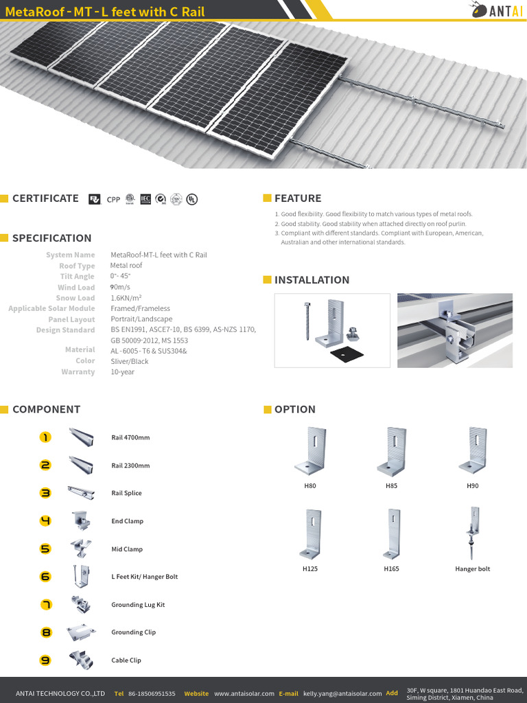 Antai Solar Mounting Solutions Overview | PDF | Roof | Solar Panel