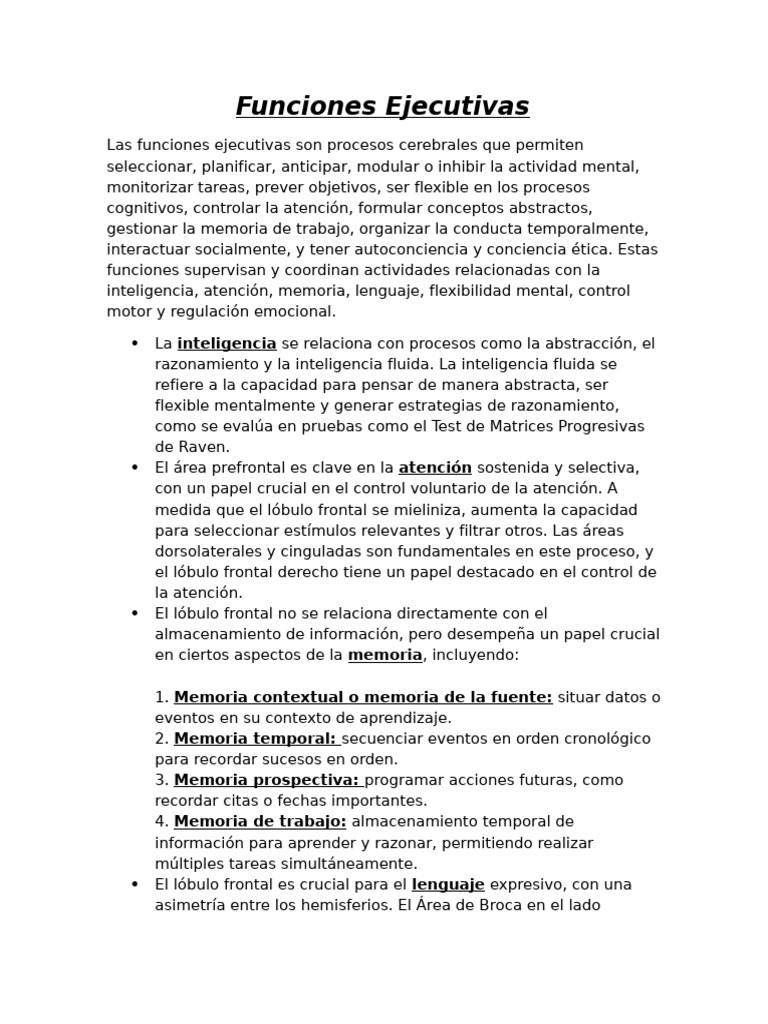 Funciones ejecutivas | PDF | Memoria | Las emociones